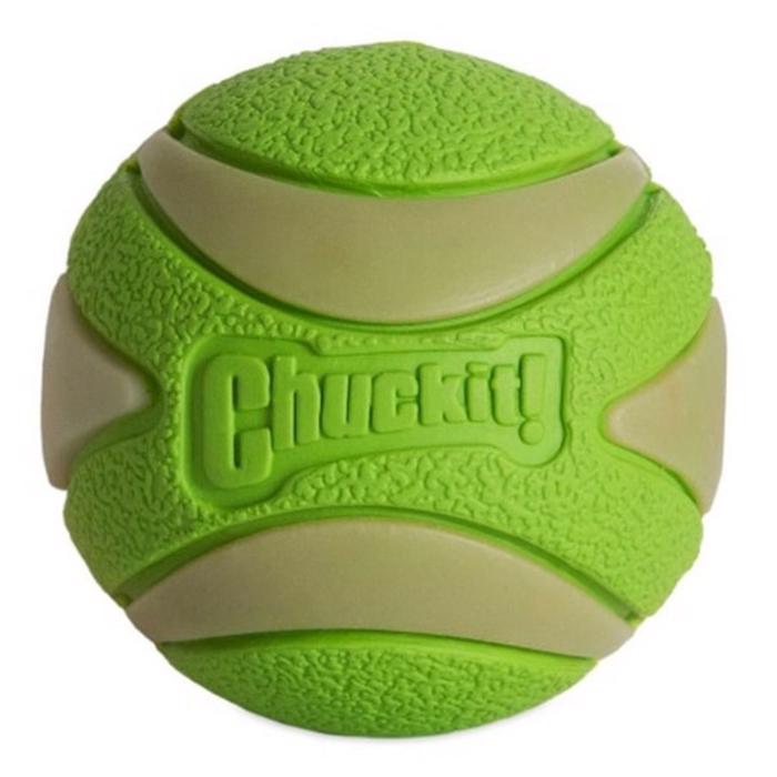 Chuckit Max Glow Ultra Squeaker Selvlysende Bold med Piv Str. M
