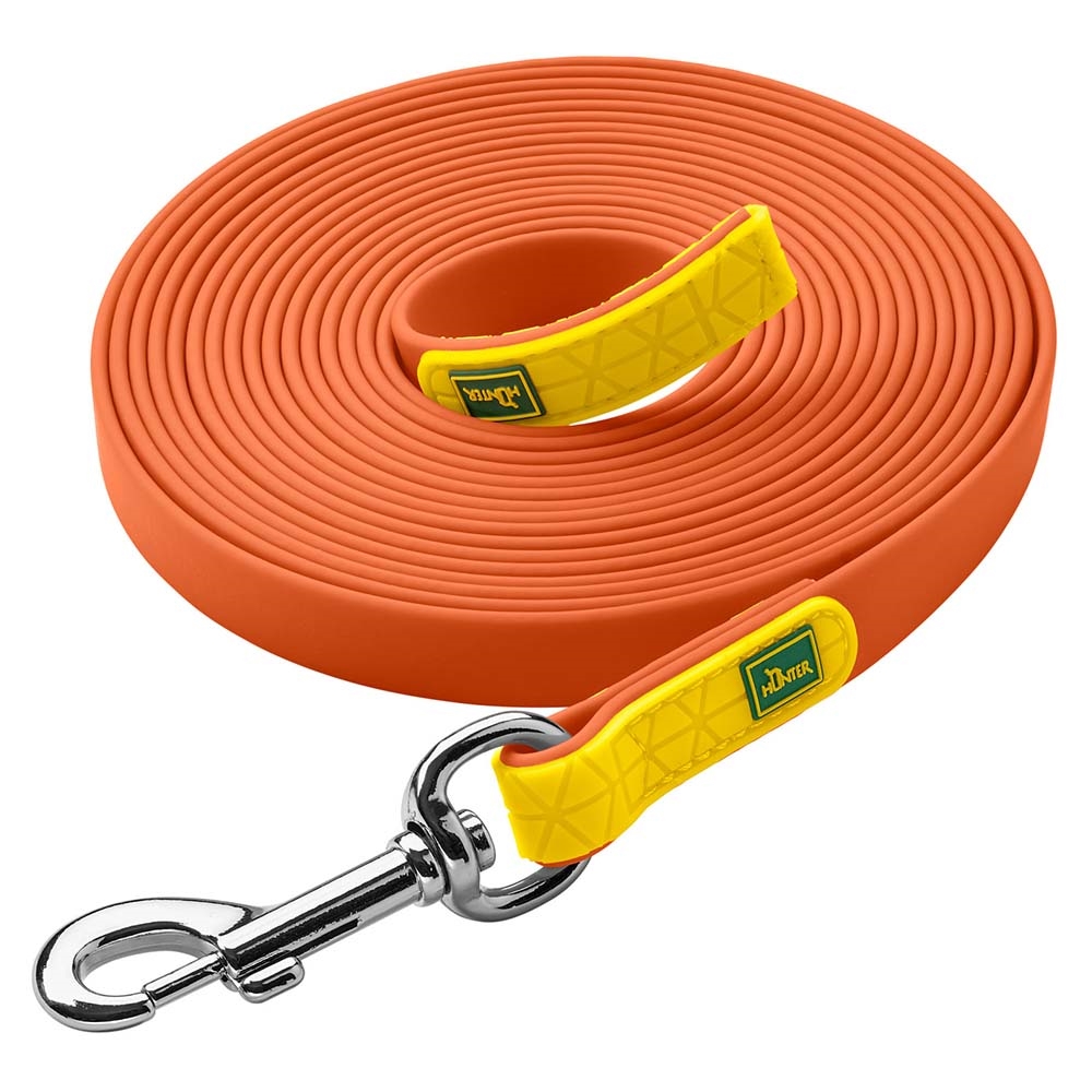 Hunter Convenience Gummi Spor Line Til Hund 5 Meter x 1,5cm Orange