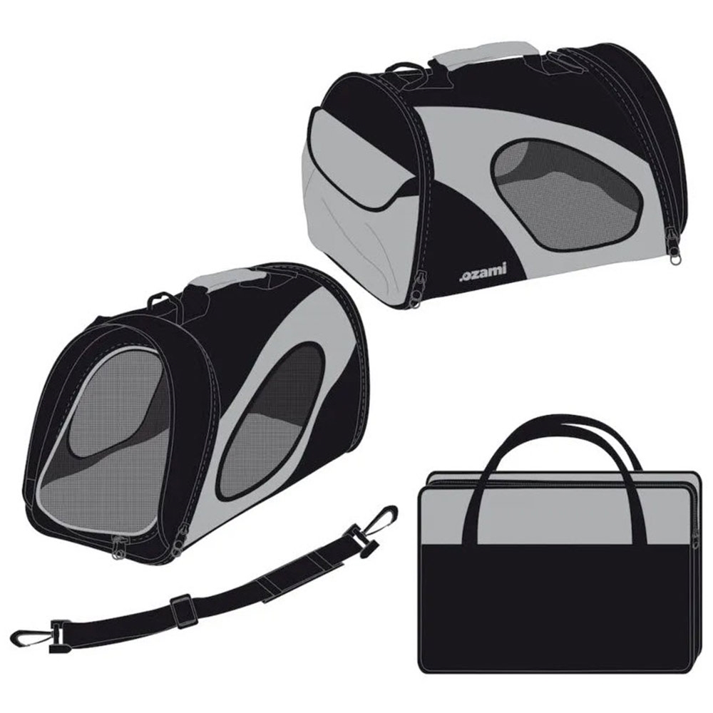 Ozami Transportstaske Til Den Lille Hund og Kat i Sort & Grå
