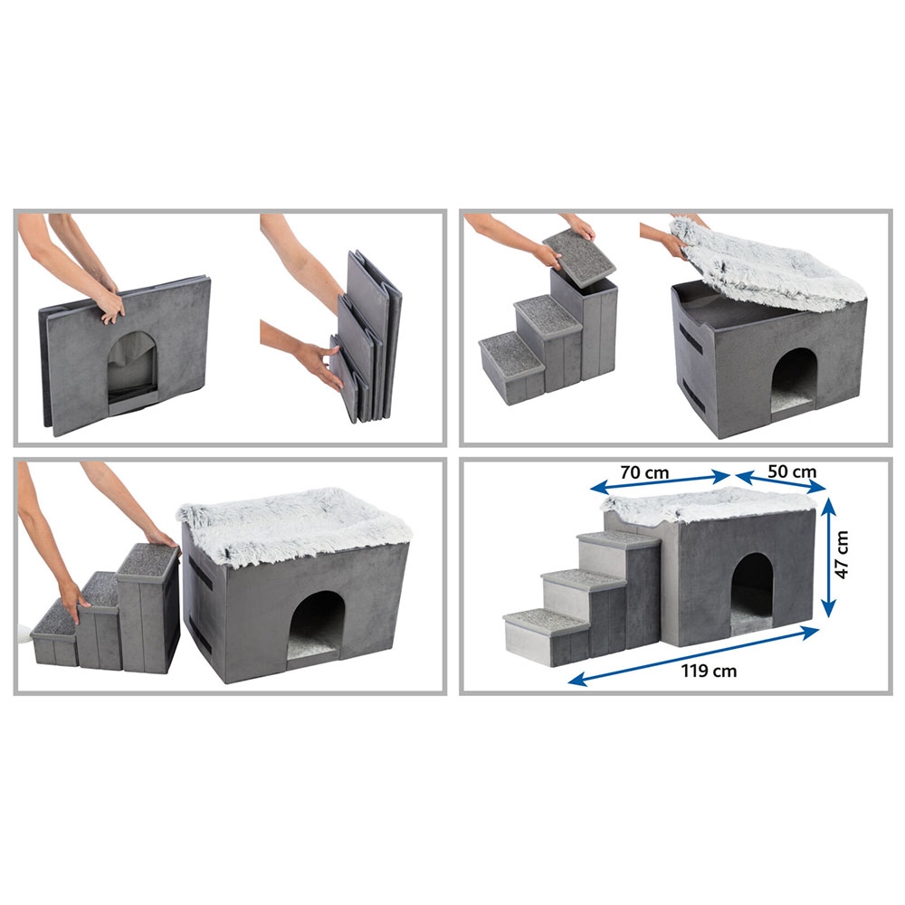 Trixie Harvey Hundehule Med Trappe og Førstesal Op Til 20 Kg Hund