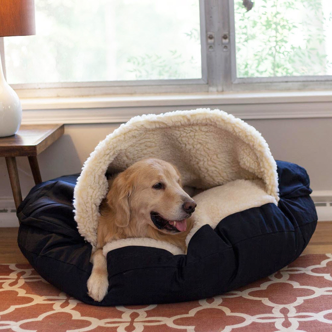SnooZer Cozy Cave Hundehule LUXURY MICROSUEDE Design Black