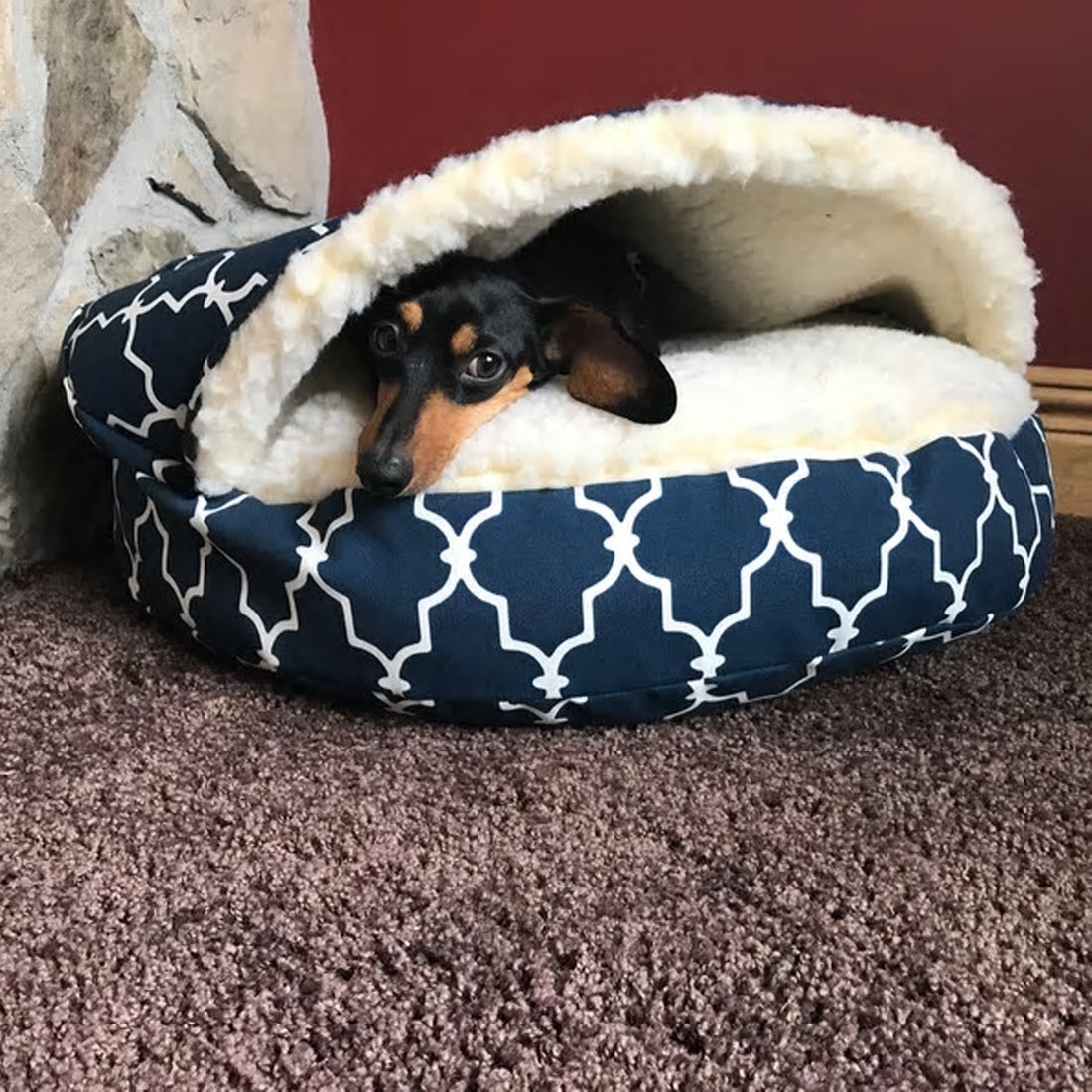 SnooZer Cozy Cave Hundehule LUXURY MICROSUEDE Design Hot Fudge